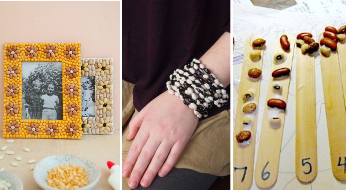 12 creative crafts and fun activities for kids to do using dried beans ...